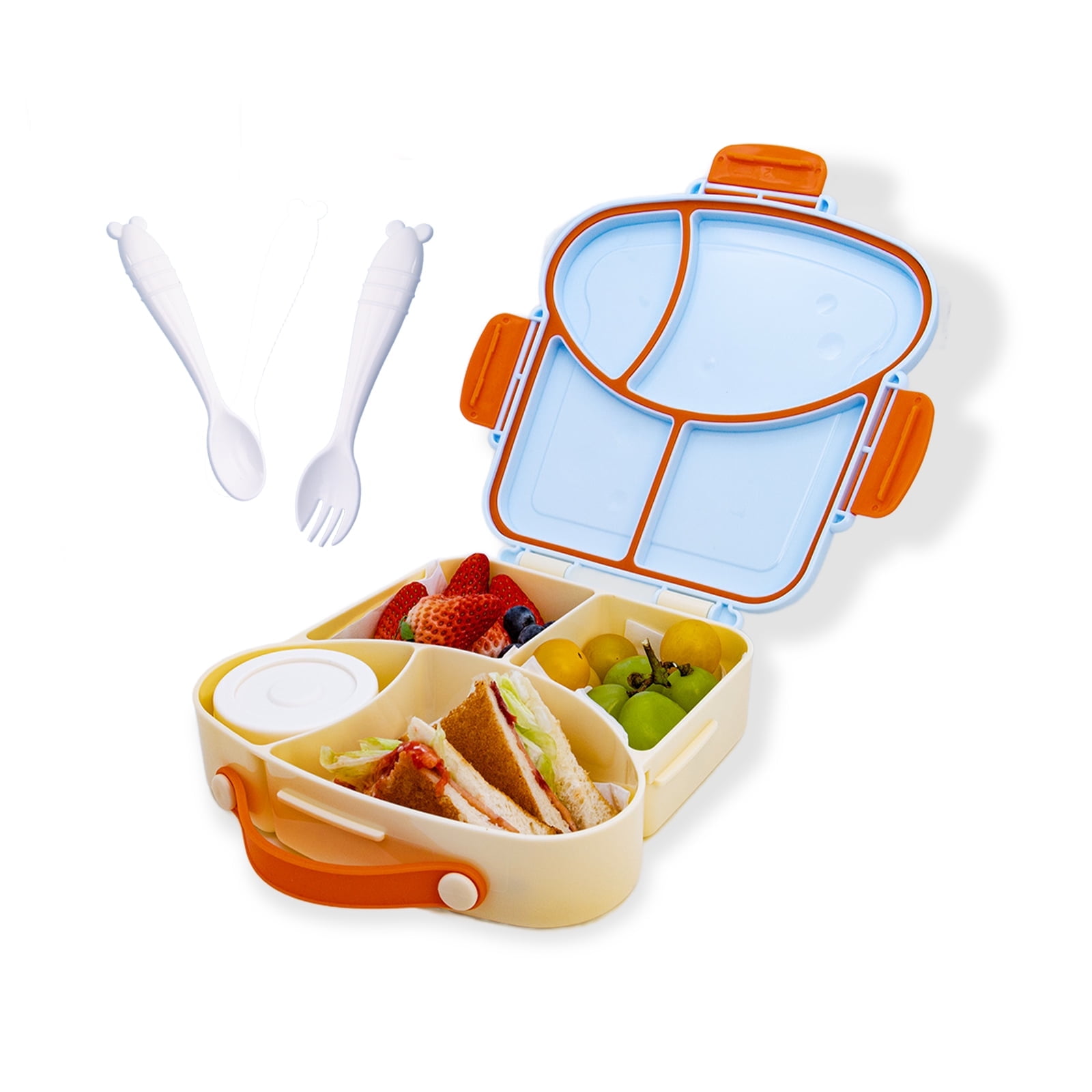 NEICAGNE 4-Compartment Bento Lunch Box with Spoon, Fork, and Sauce Box ...