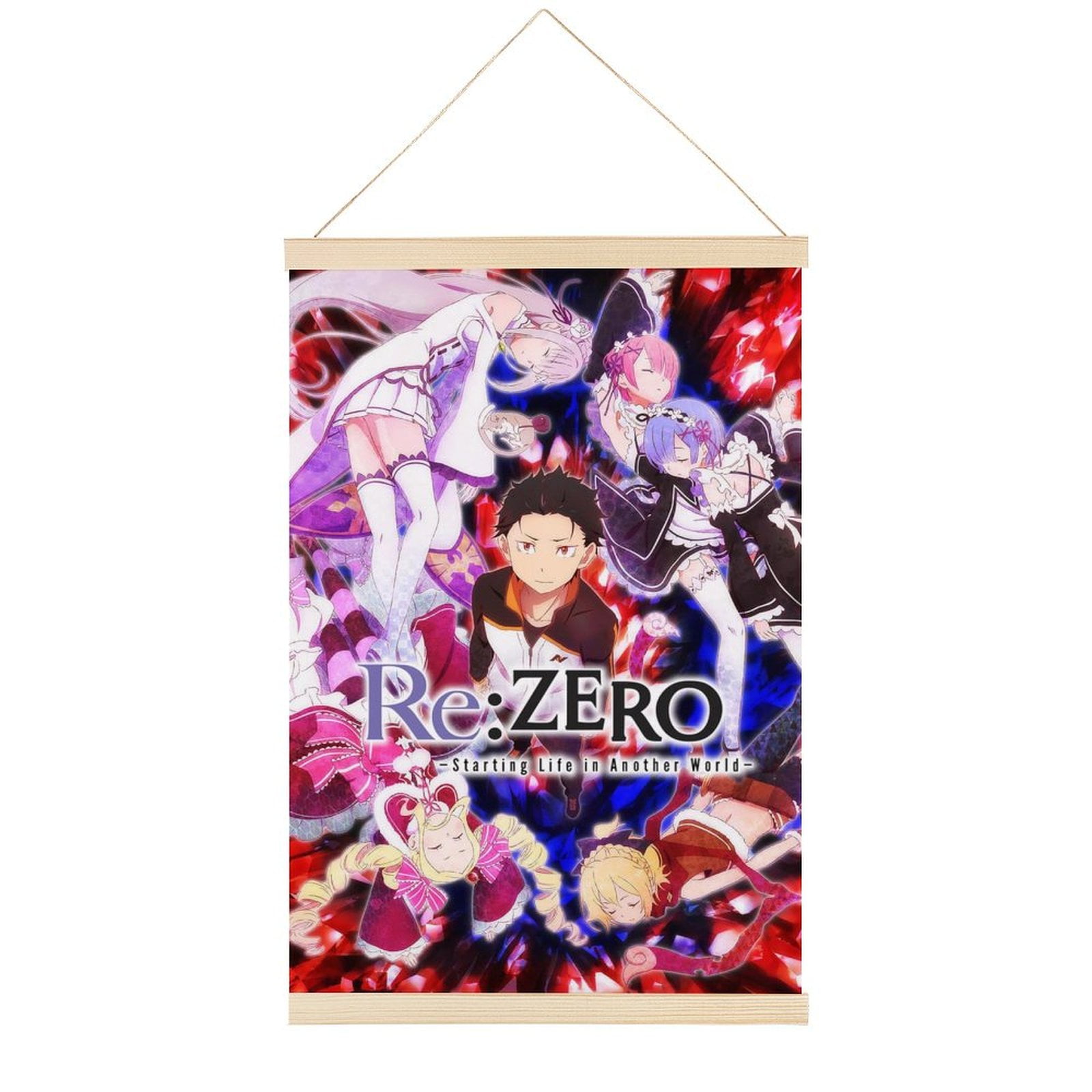 Re Zero Poster Hanger Art, Japanese Anime Scroll Poster, Wood Magnet ...