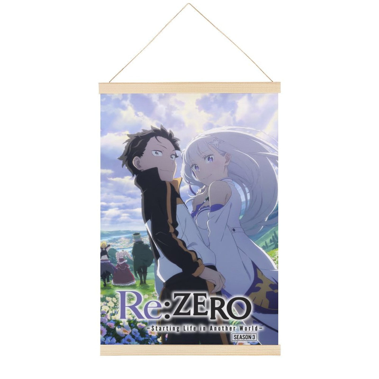 Re Zero Poster Hanger Art, Japanese Anime Scroll Poster, Wood Magnet ...