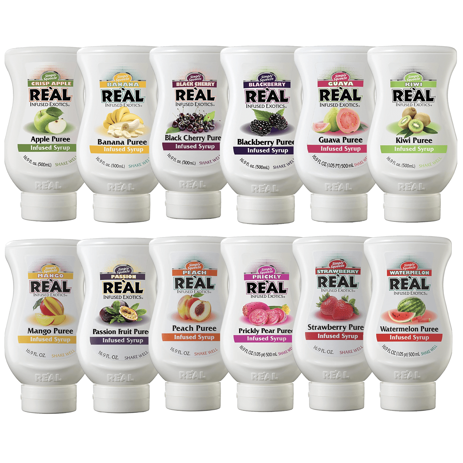 Reàl Infused Exotics Simply Squeeze 12 Mixed Pack Infused Syrups 16.9oz ...