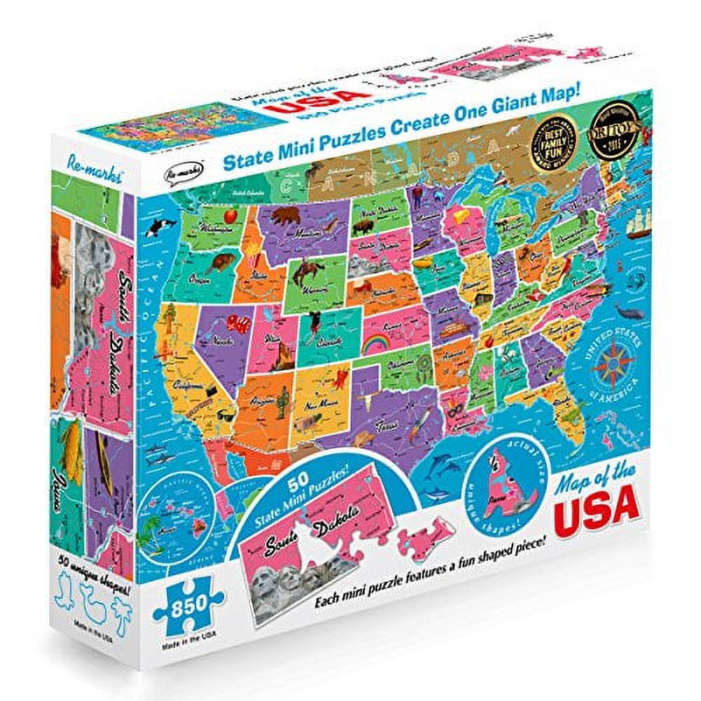 Re-marks Map of the USA Puzzle, 850 Whimsy Pieces, Fun and Educational ...