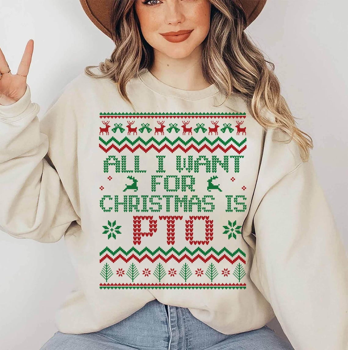 ReActiva All I Want Xmas PTO Christmas Sweater, Office Christmas PTO ...