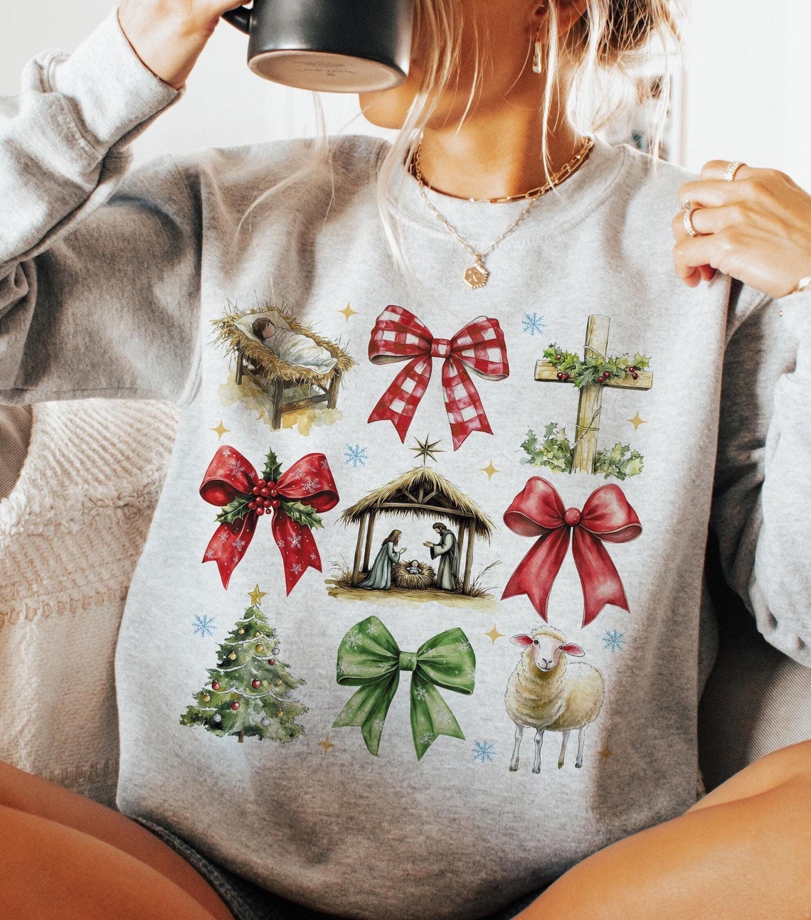 ReActiva Nativity Scene Sweater, Christian Christmas Sweatshirt ...