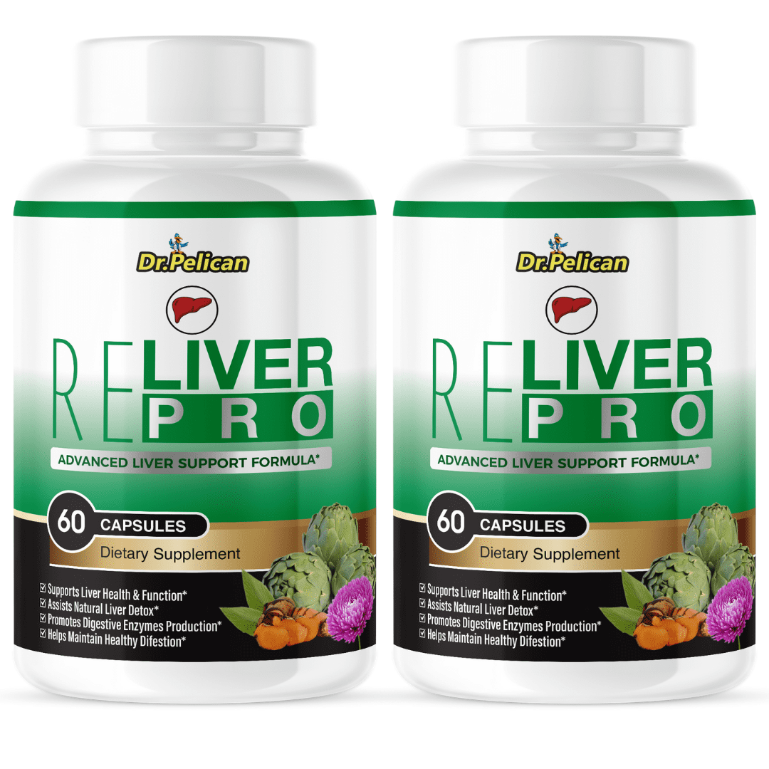 ReLiver Pro- Healthy Digestion/ Liver Detox & Function- 2 Bottles- 120 Capsules- Dr. Pelican ...