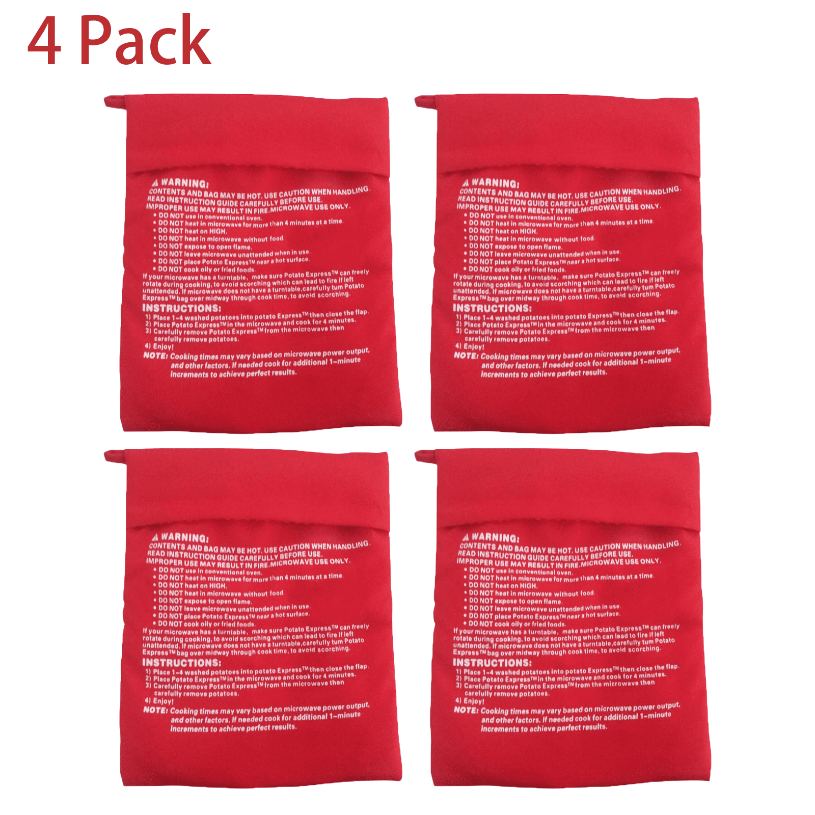 ReTeiv Microwave Potato Bag, 4 Pack of Reusable Microwave Cooker Bag ...