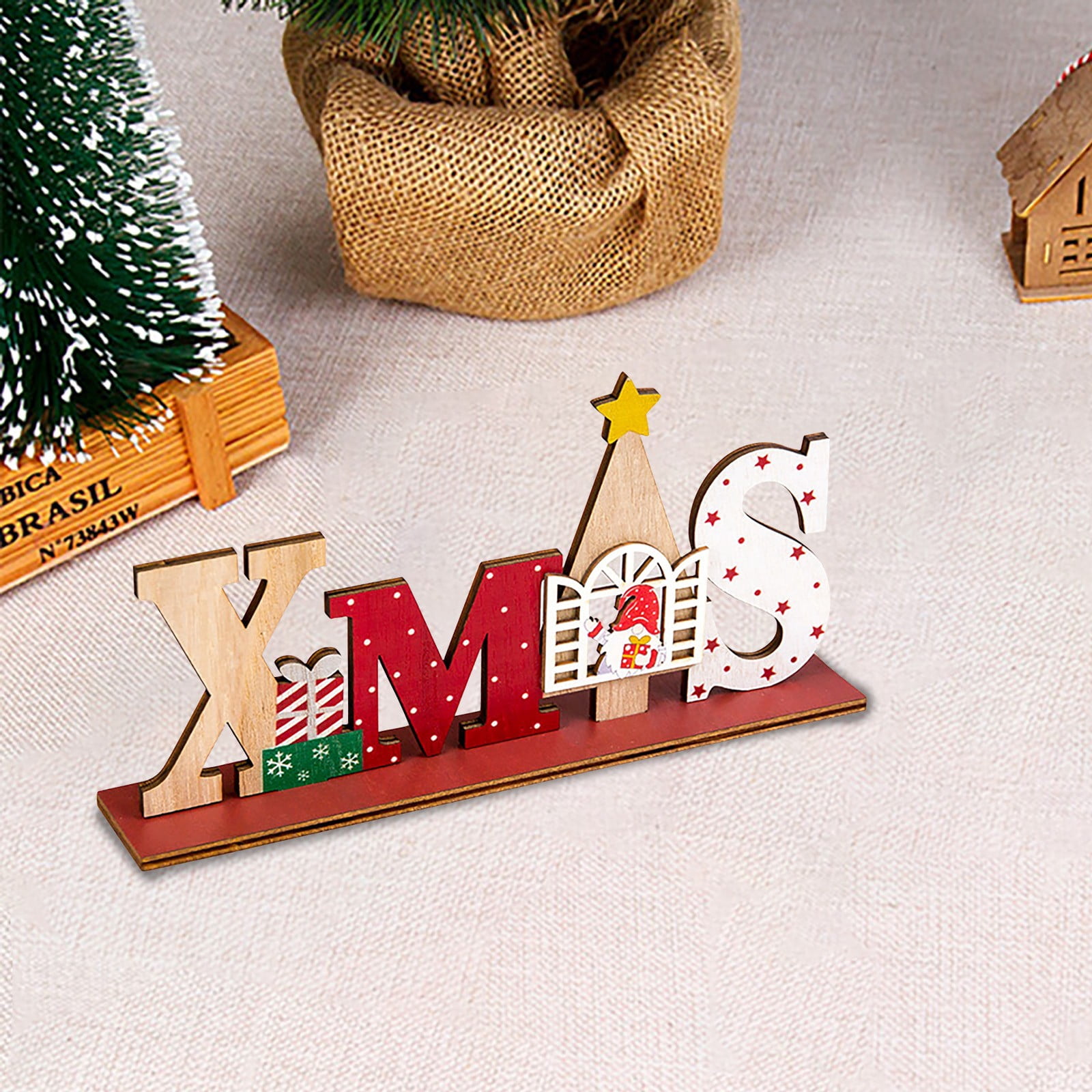 ReTeiv Christmas table centerpiece themed table sign, Christmas wooden ...