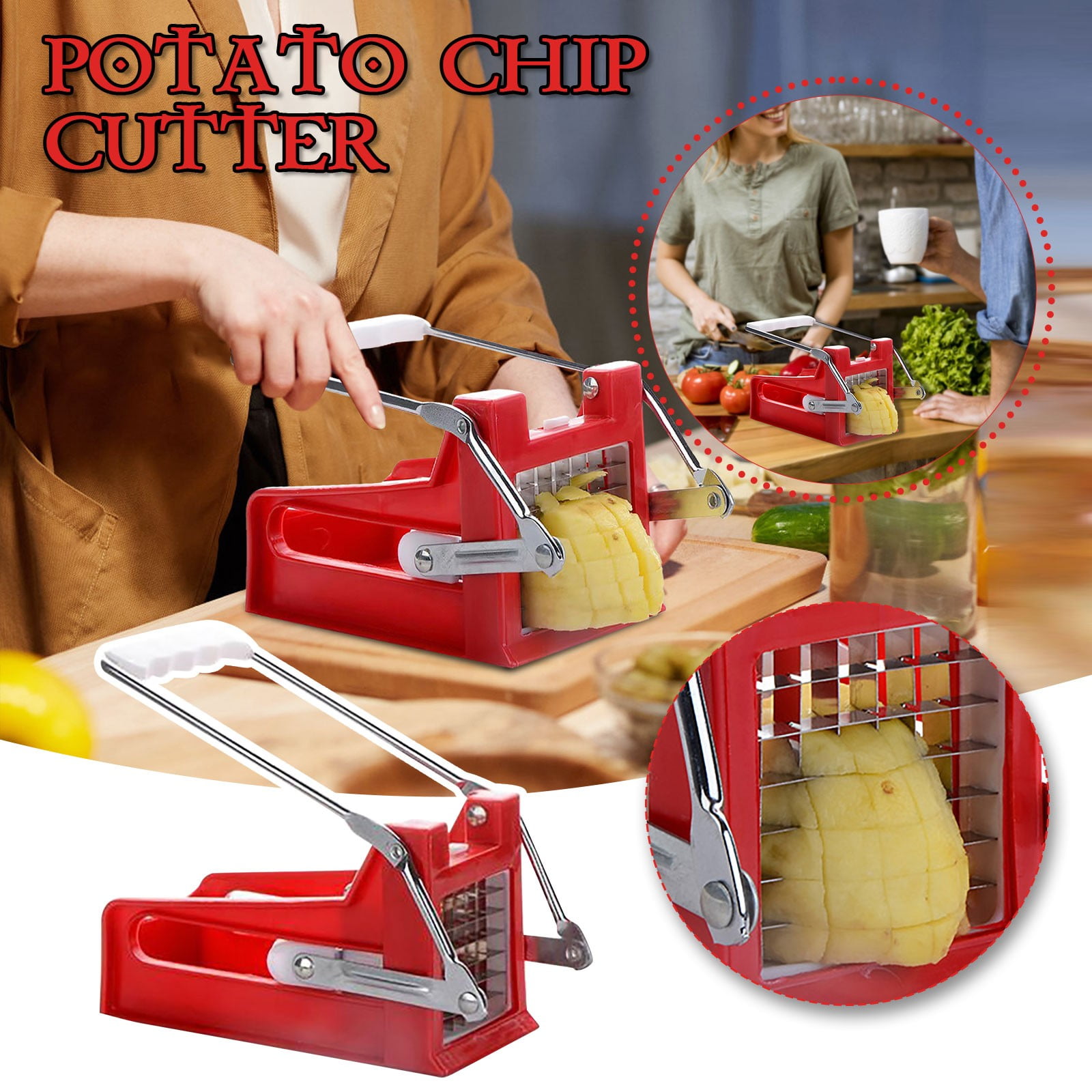 ReTeiv Home Kitchen Hand Push Potato Slicers Potato Slicers French ...