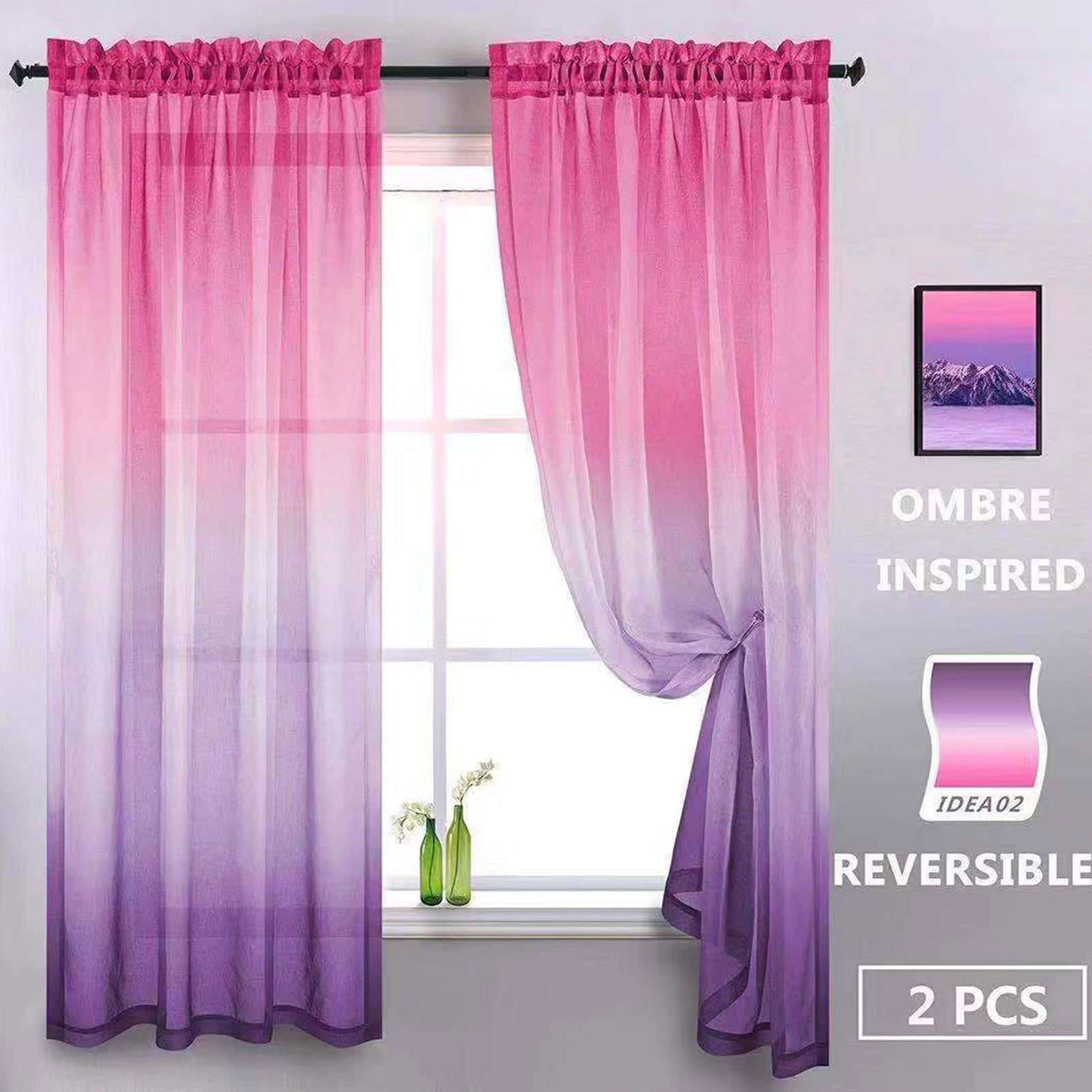 ReTeiv Minimalist Gradient Window Screen Bedroom Living Room Non ...