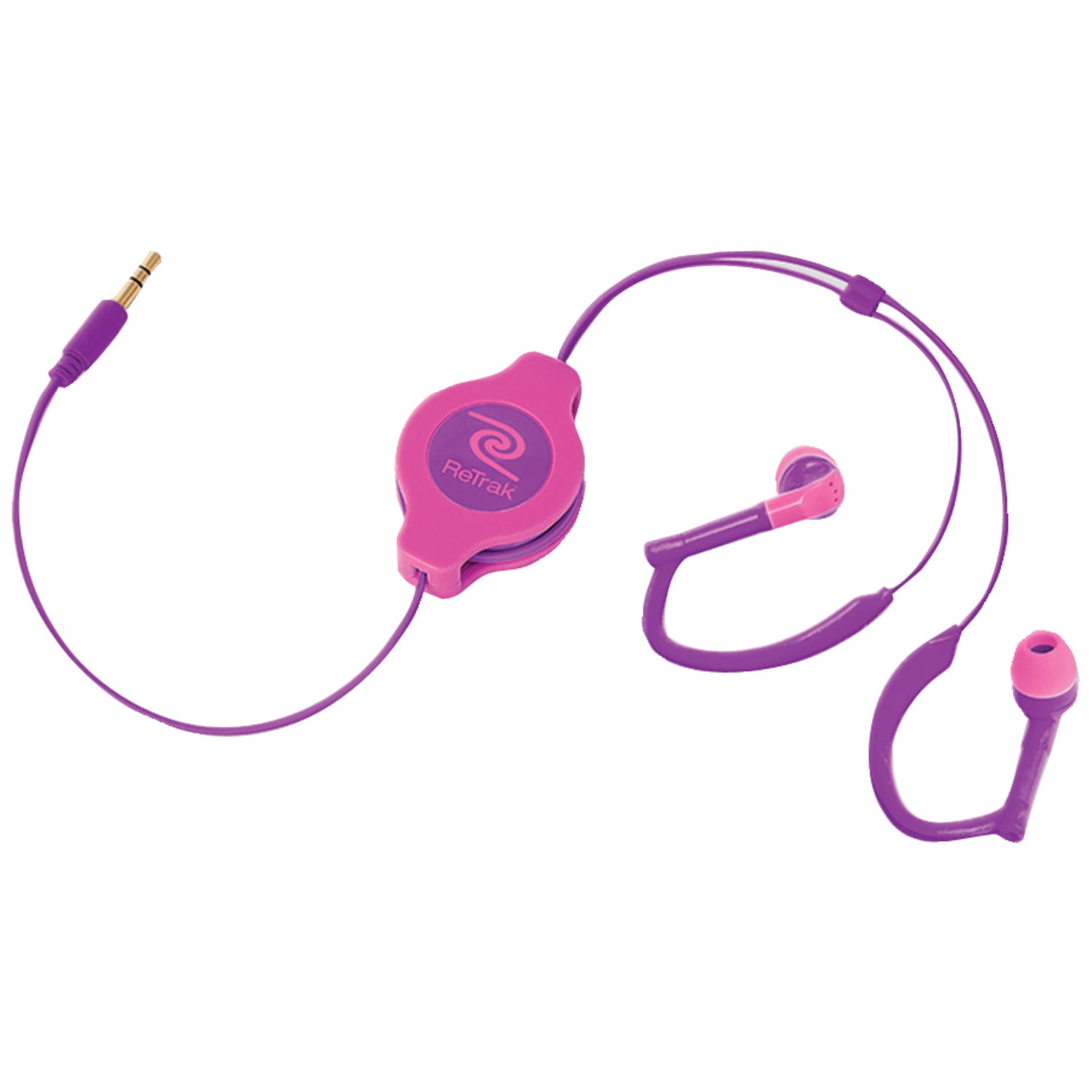 ReTrak ETAUDWPKRL Retractable Sports Wrap Earbuds (Neon Pink/Purple ...