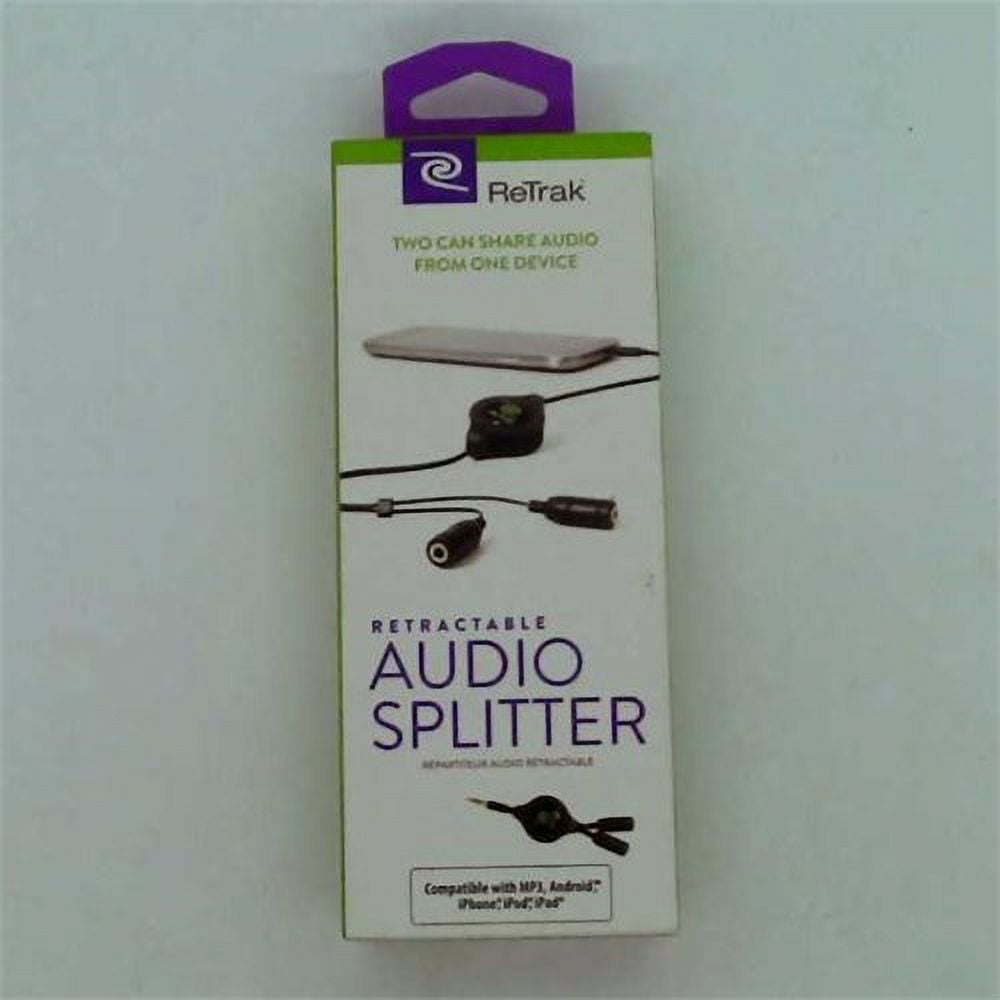 ReTrak Retractable Headphone Splitter, Black (ETCABLESPLBLK) - Walmart.com