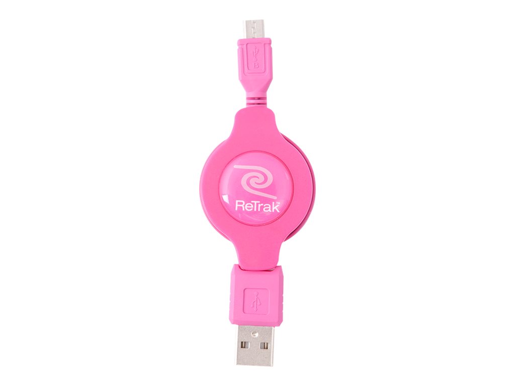 ReTrak Retractable Micro USB Cable, Pink (ETCABLEMICPK) - Walmart.com