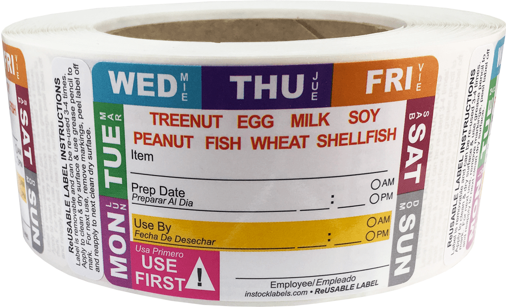 ReUsable Restaurant Allergy Food Prep Multi-Color Labels | 2 x 3.5 ...