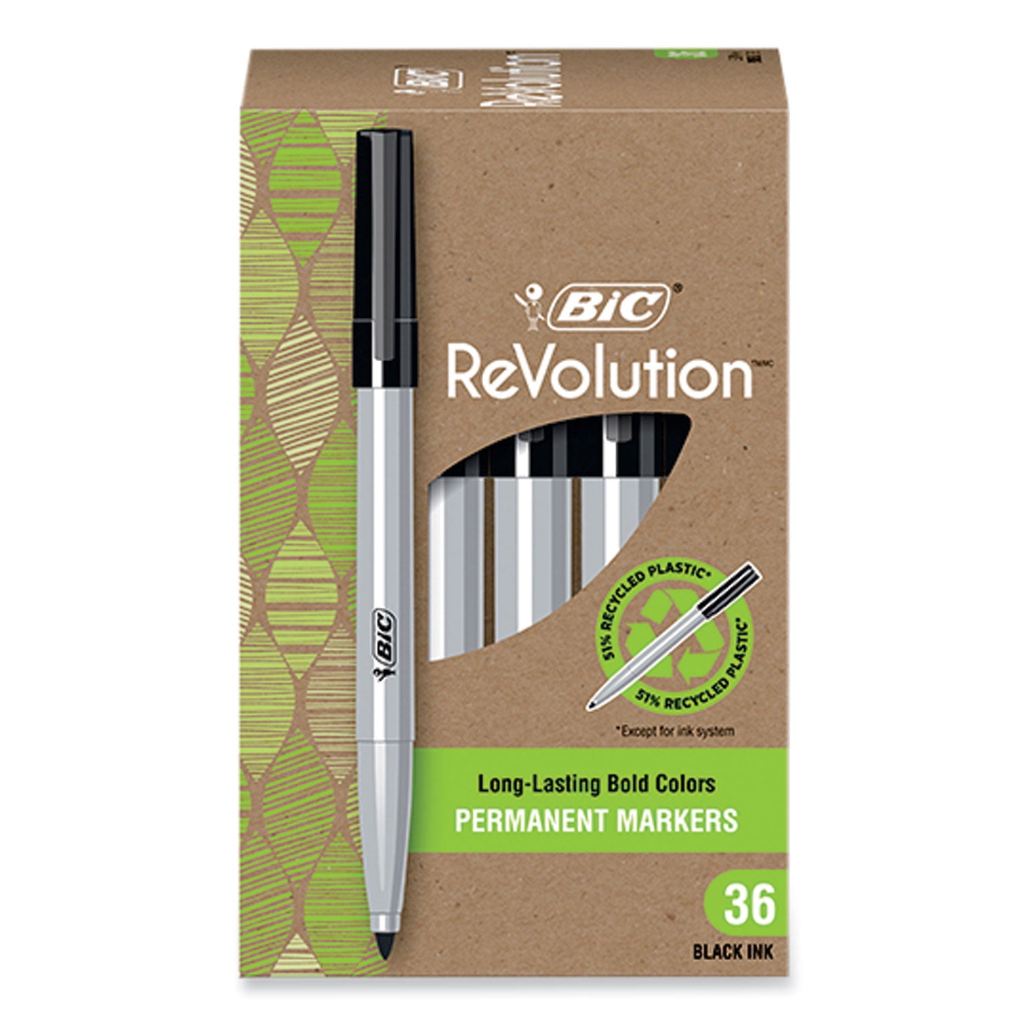 ReVolution Permanent Markers, Fine Bullet Tip, Black, 36/Pack | Bundle ...