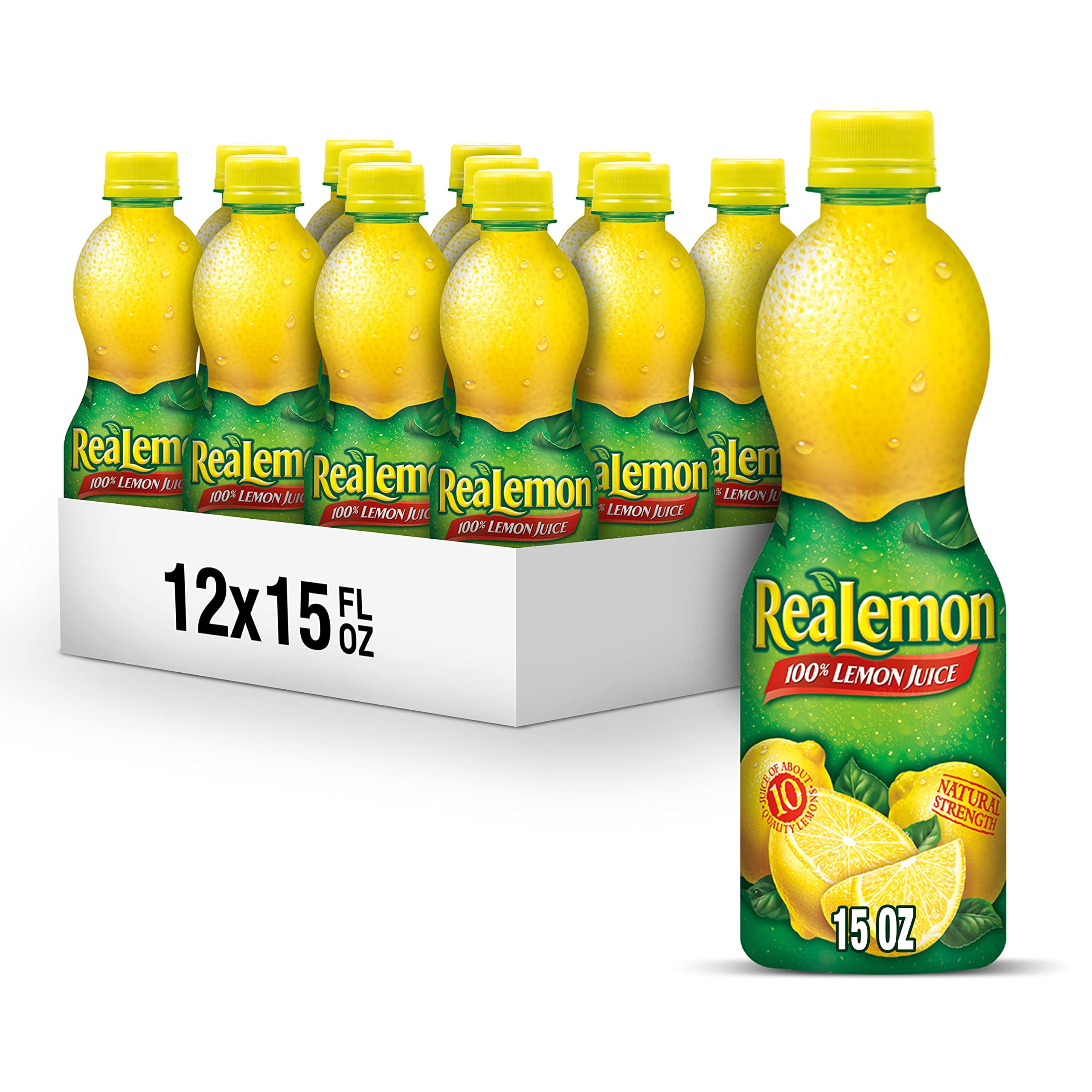 ReaLemon 100% Lemon Juice, 15 fl oz Squeeze Bottle, Pack of 12 - Real ...