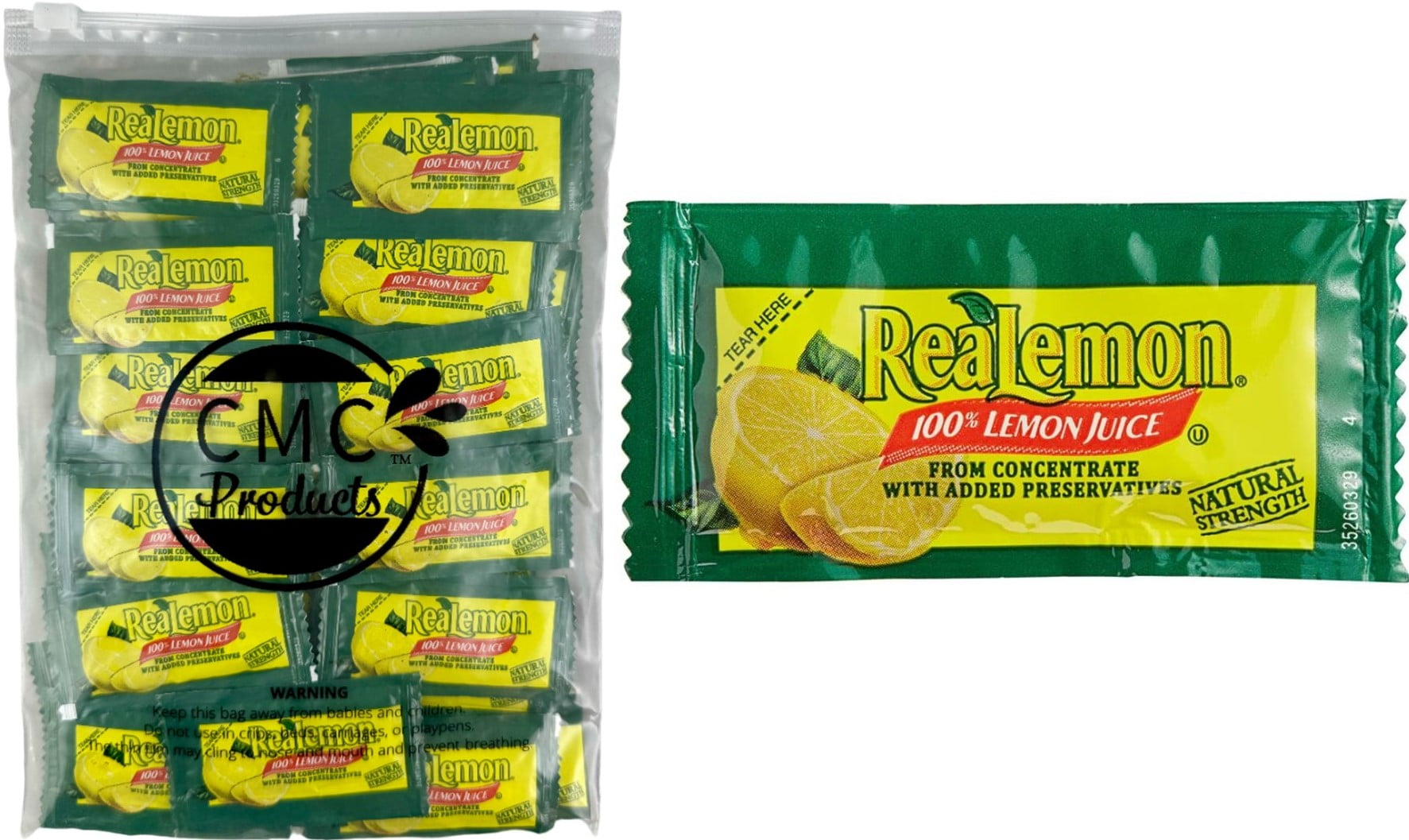 ReaLemon 4g Lemon Juice Packets Bundle in Food Safe Slide Seal Bag for ...
