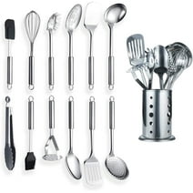 Amco 5 Piece Stainless Steel Kitchen Utensil Set,Dishwasher Safe ...