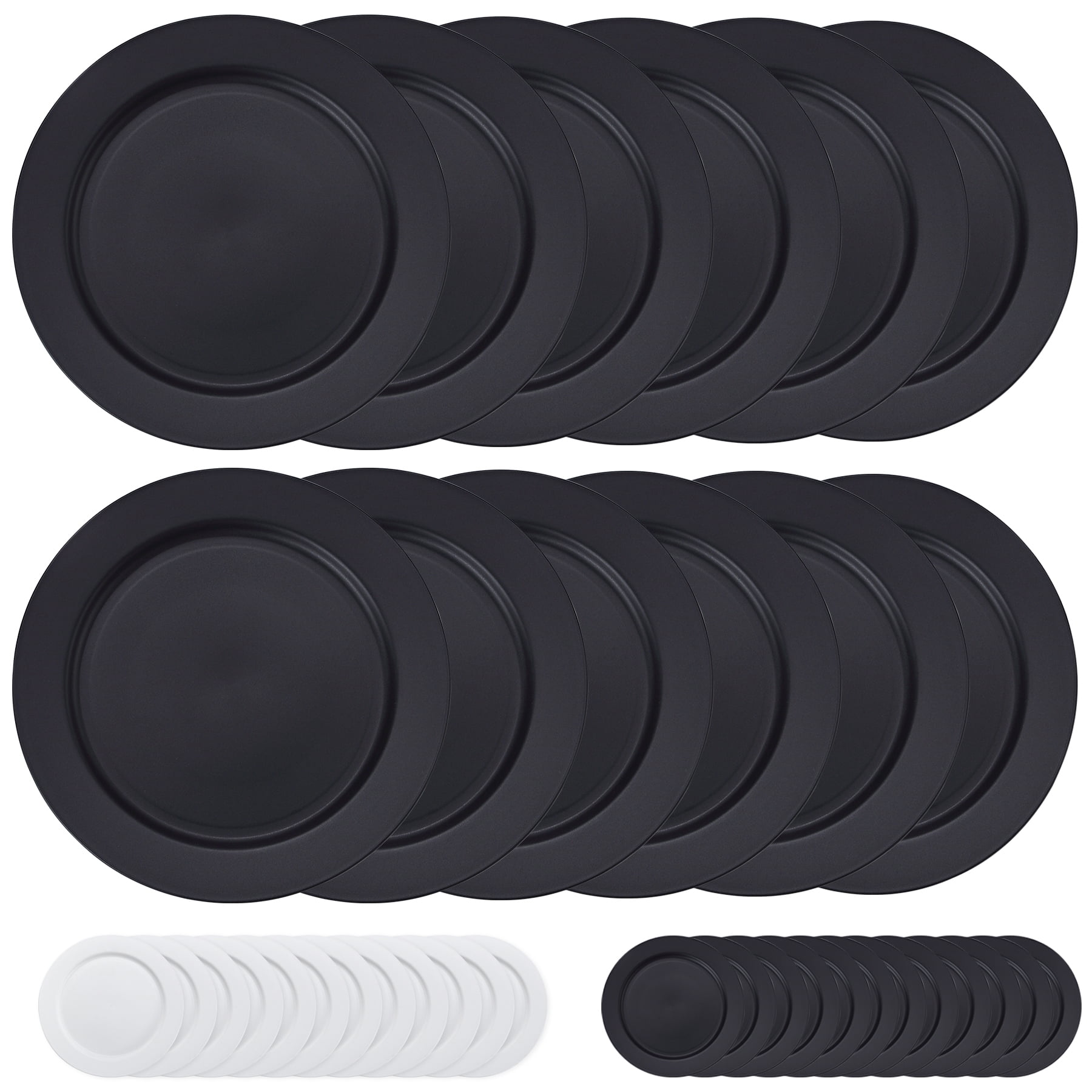 ReaNea Black 10" Flat Plastic Plates Set of 12 Pieces, Unbreakable And ...
