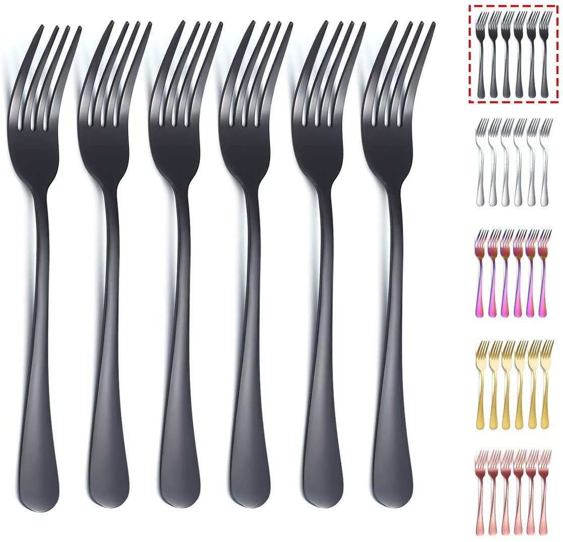 ReaNea Stainless Steel Dinner Forks 8.17 inch Black Titanium Plating ...