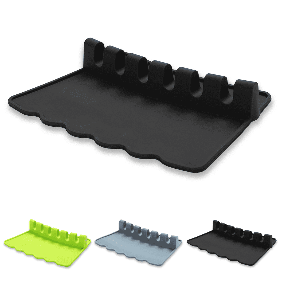 ReaNea Black Silicone Spoon Rest, Kitchen Utensil Holder with Easy ...