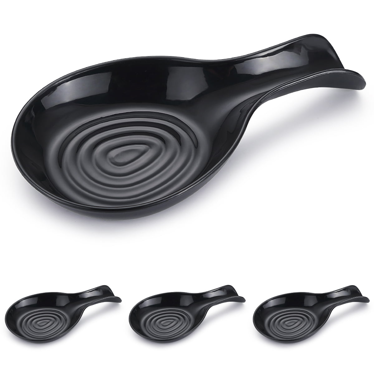 ReaNea Black Spoon Rest, Plastic Spoon Holder, Kitchen Utensil Holder ...