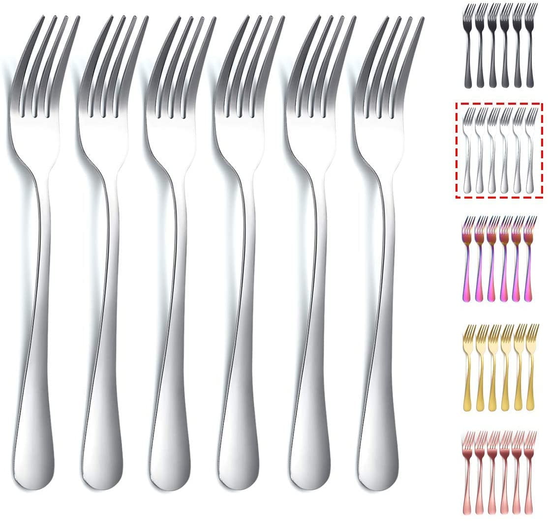 ReaNea 6-piece Metal Flatware Dinner Forks Set, Stainless Steel ...