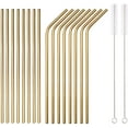 ReaNea Gold 18 Piece Stainless Steel Straw Set, 8.5" Reusable Metal ...