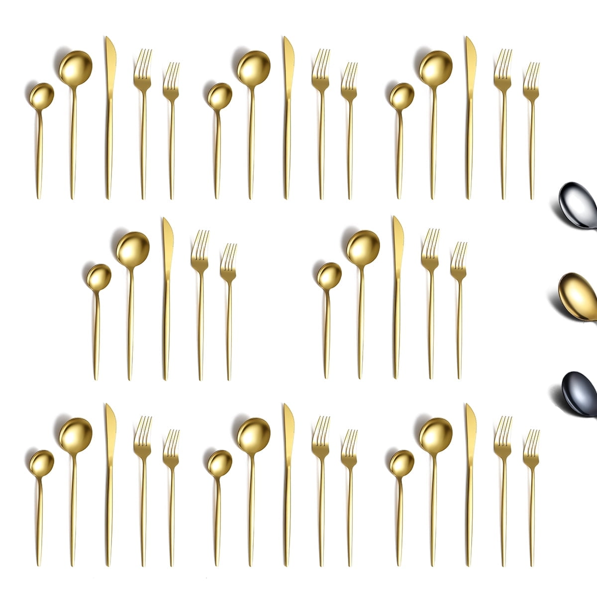 ReaNea Fancy 40-Piece Gold Silverware Set, Heavy-Duty Stainless Steel ...