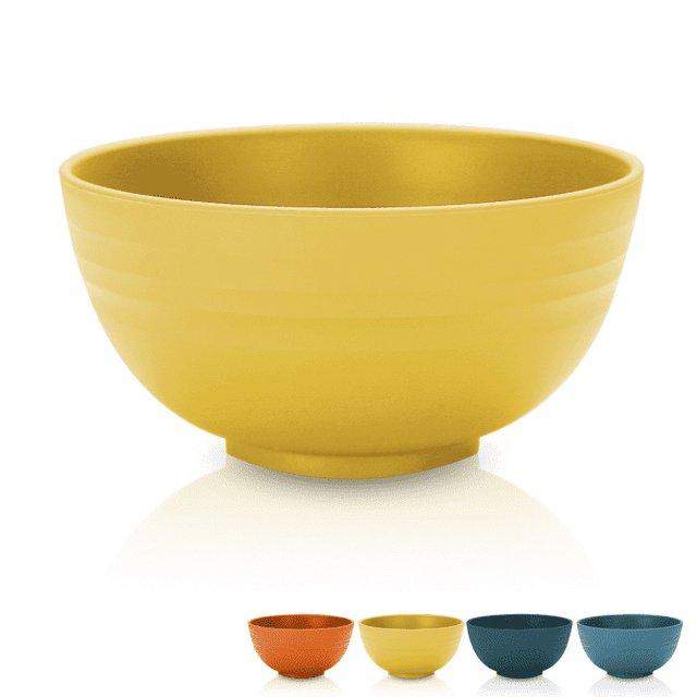 ReaNea Gold Yellow Plastic Cereal Bowls Set of 4, Unbreakable, Reusable ...