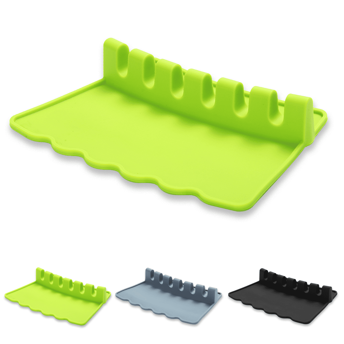 ReaNea Green Silicone Spoon Rest, Kitchen Utensil Holder, Easy to Clean ...