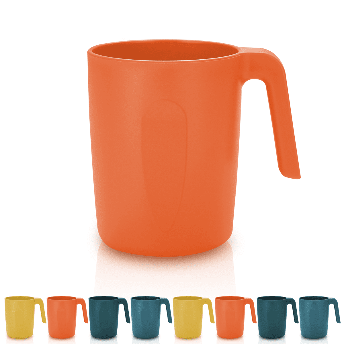 ReaNea 8-Piece Orange Plastic Mug Set, Lightweight, Unbreakable ...