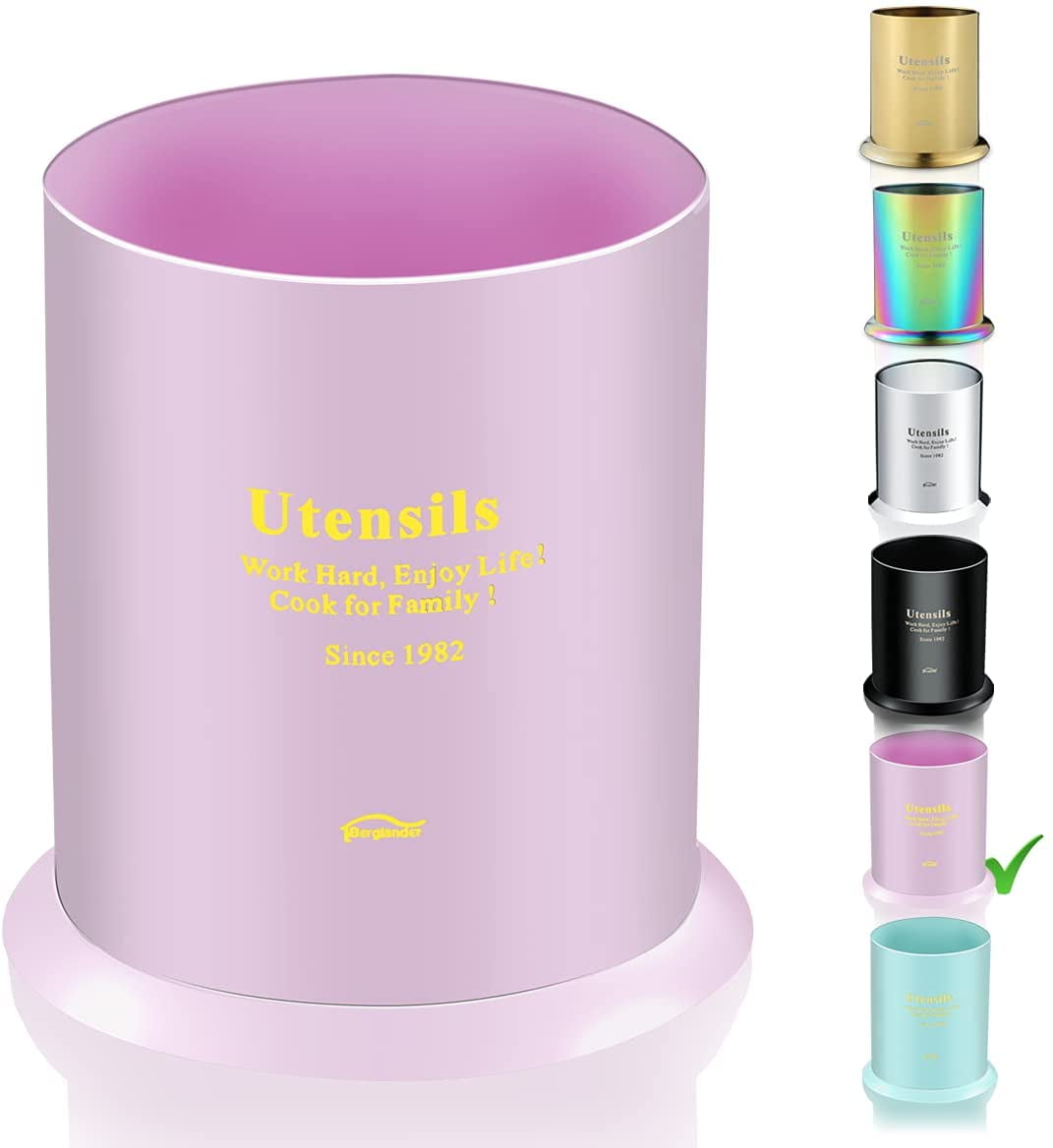ReaNea Pink Utensil Holder for Countertop, Stainless Steel Cooking ...