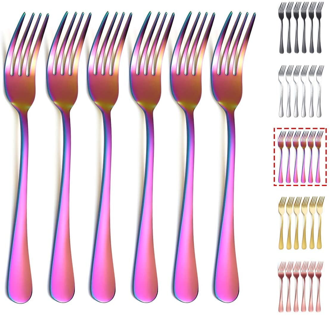 "ReaNea 6-Piece Rainbow Dinner Forks, Stainless Steel 8.17"" Wedding Silverware Set" - Walmart.com