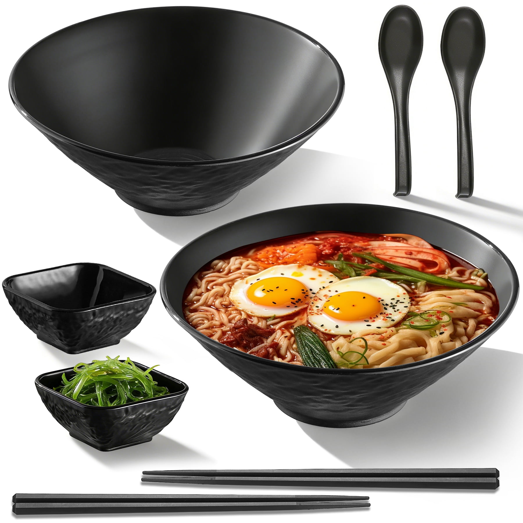 ReaNea Ramen Bowl Set 40oz with Chopsticks Dipping Bowls and Spoons: 2 ...