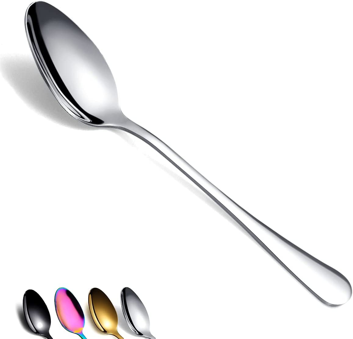 ReaNea Silver Stainless Steel Dinner Spoons, 12 Pieces Table Soup ...