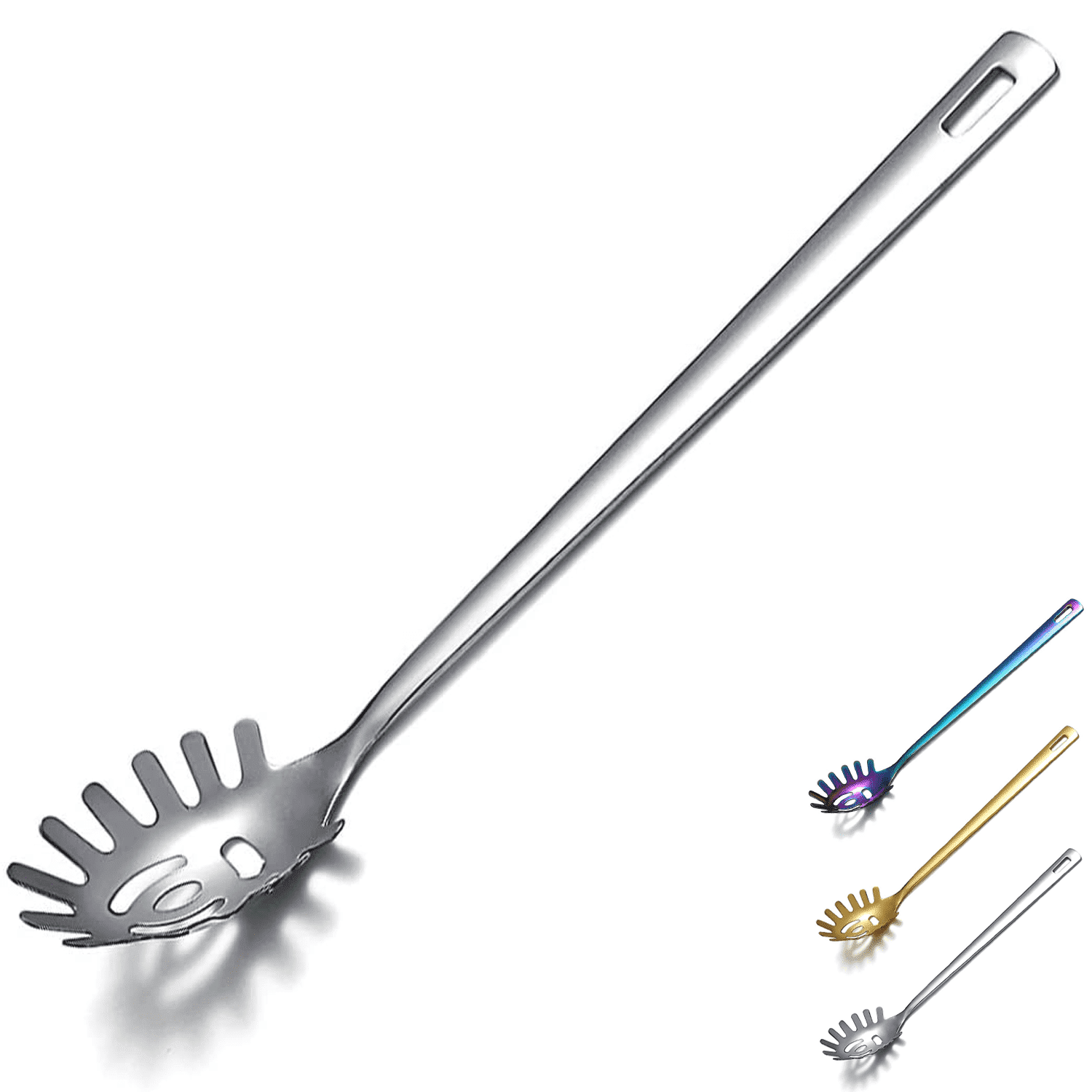 ReaNea Spaghetti Spoon with Teeth, Stainless Steel Pasta Server and ...