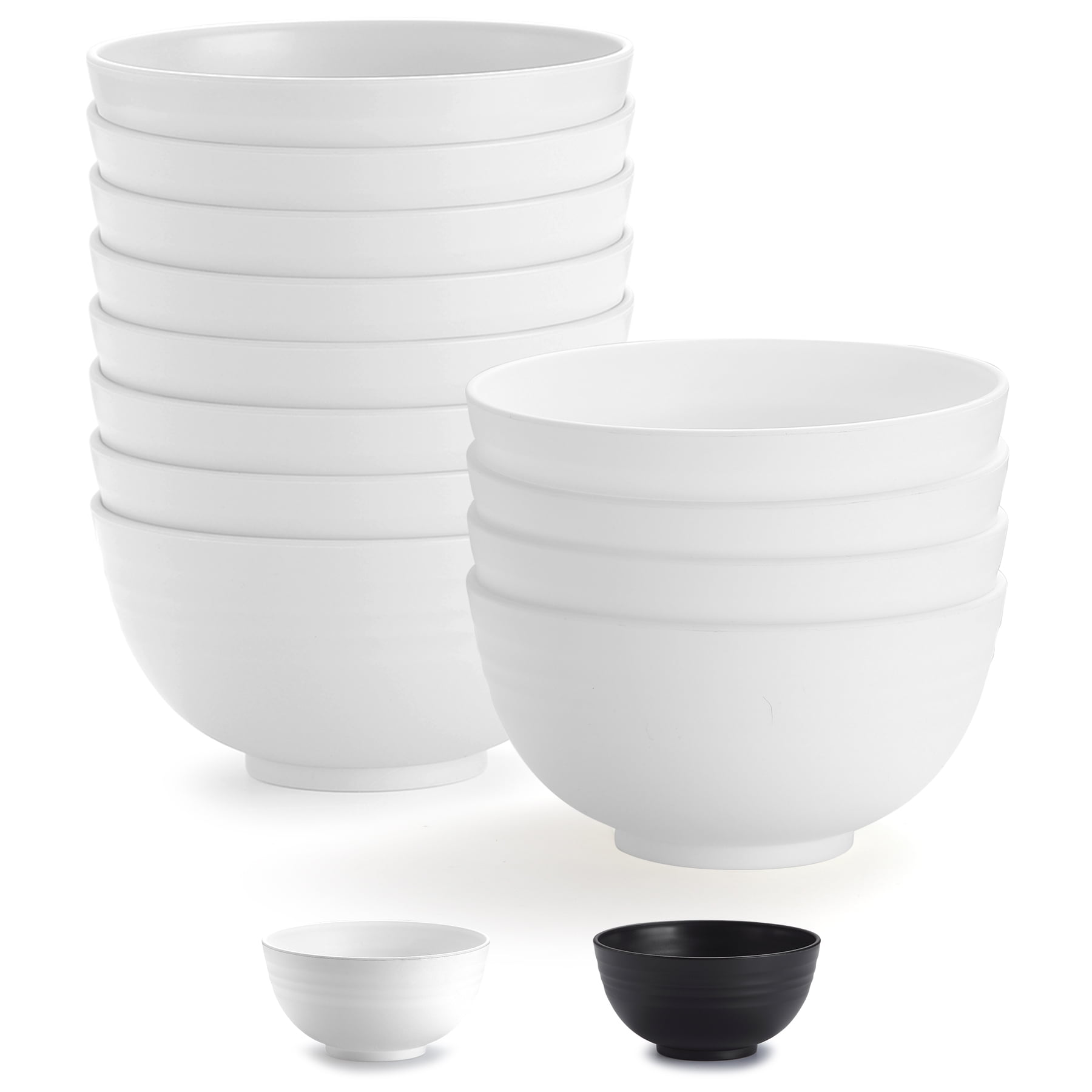 ReaNea White Plastic Bowls Set of 12 Pieces 25oz, Reusable and ...