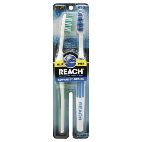 Reach Advanced Design Adult Toothbrushes, Soft, Value Pack, 2 Count ...