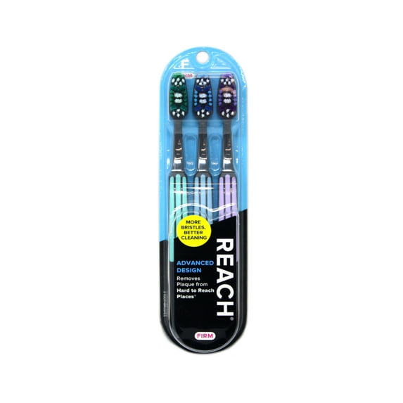 Reach Advanced Design Toothbrushes Firm 3 Count with Angled Neck and ...