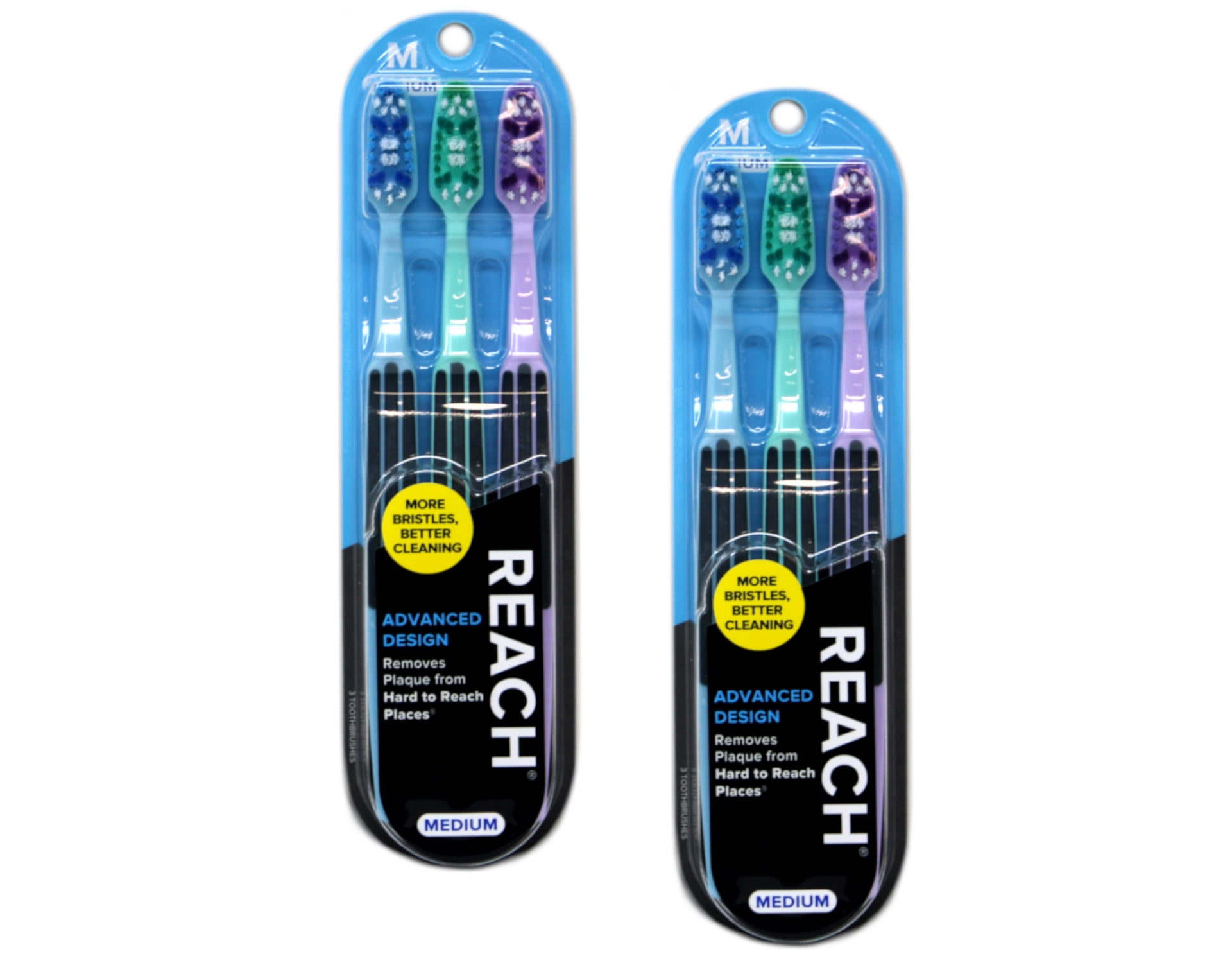 Reach Toothbrushes Medium, Bi-Level Bristles, 3 Count Multipack, Gum ...
