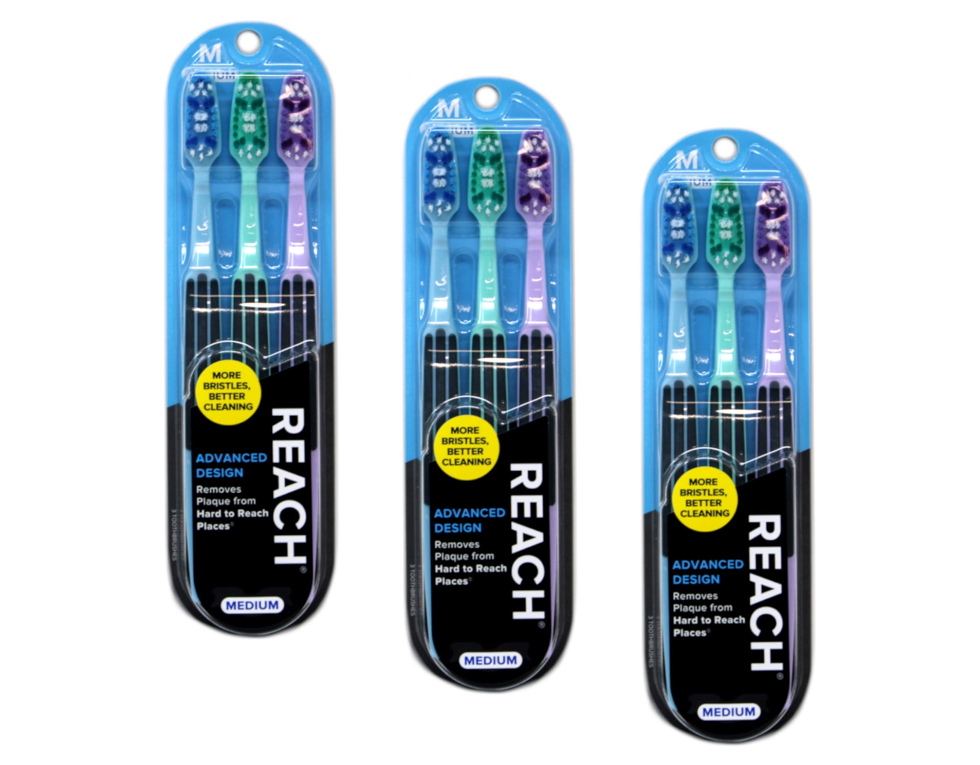 Reach Advanced Design Toothbrushes Medium, 3 Count - Pack of 3 ...