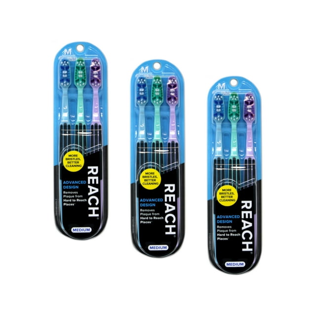 Reach Advanced Design Toothbrushes Medium, 3 Count - Pack of 3 ...