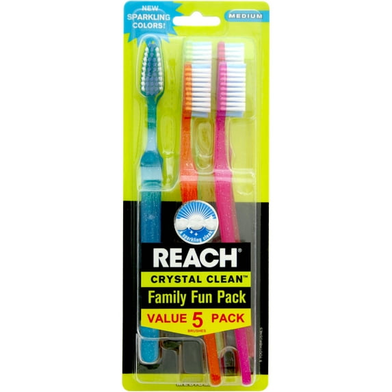Reach Crystal Clean Toothbrushes, Medium, 5 count - Walmart.com