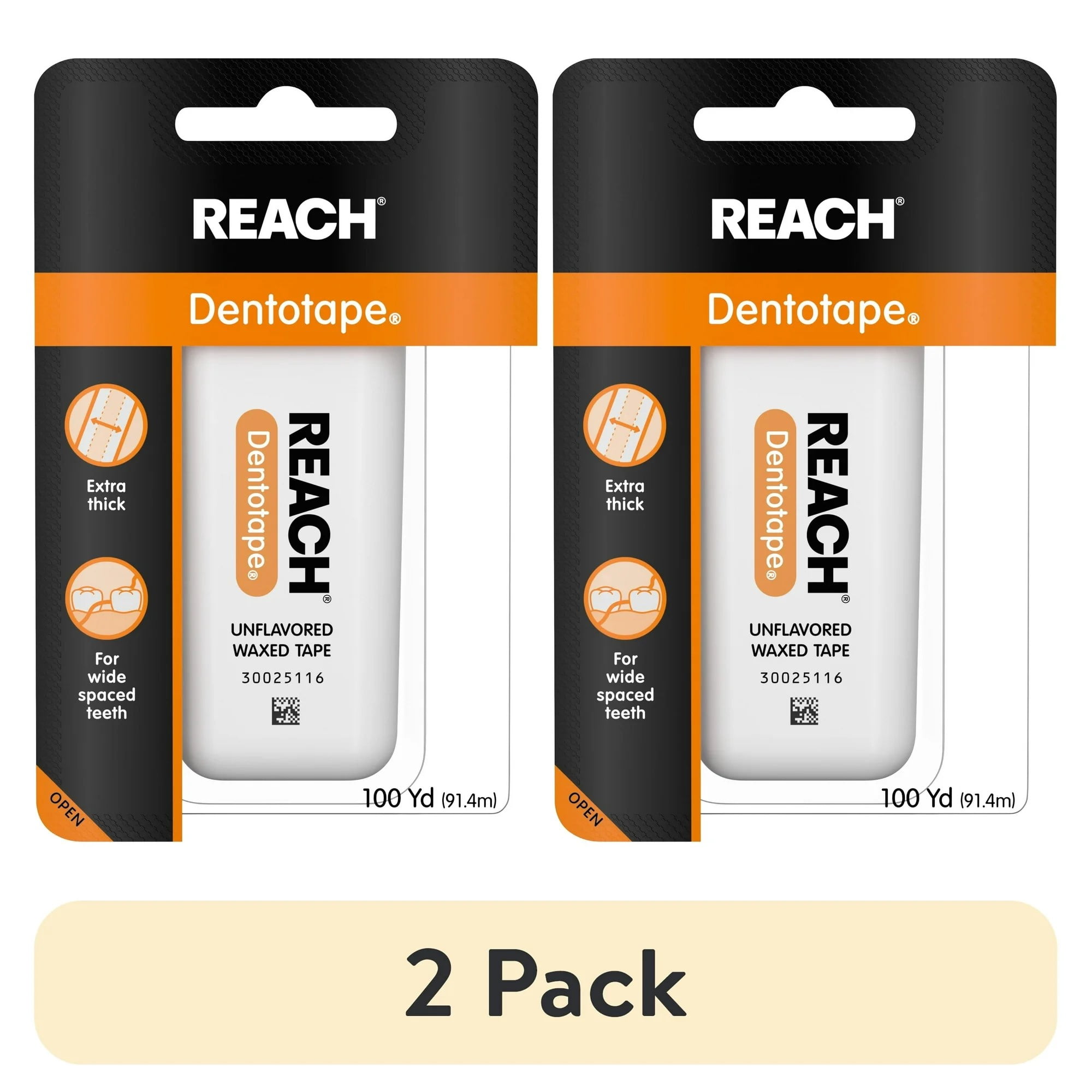 Reach Dentotape Extra Wide Waxed Dental Floss, Unflavored, 100 Yards (2 ...