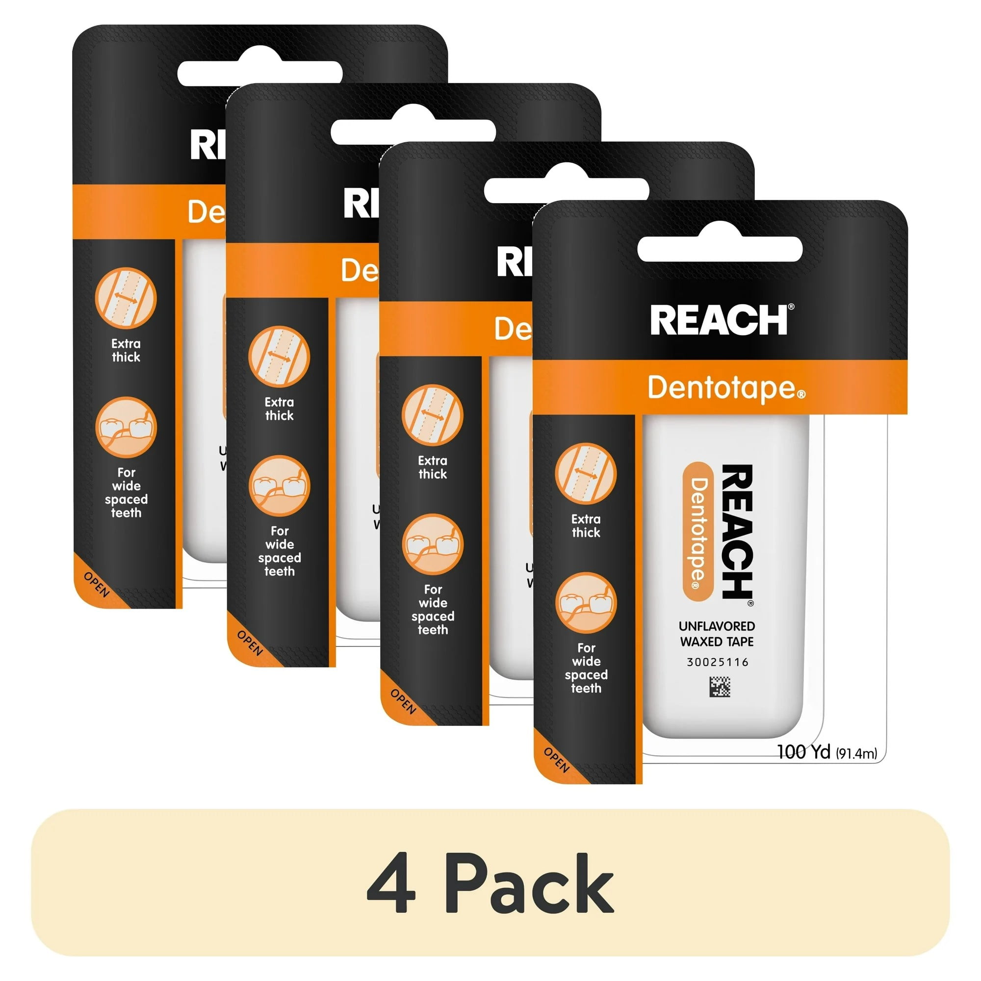 Reach Dentotape Extra Wide Waxed Dental Floss, Unflavored, 100 Yards (4 ...