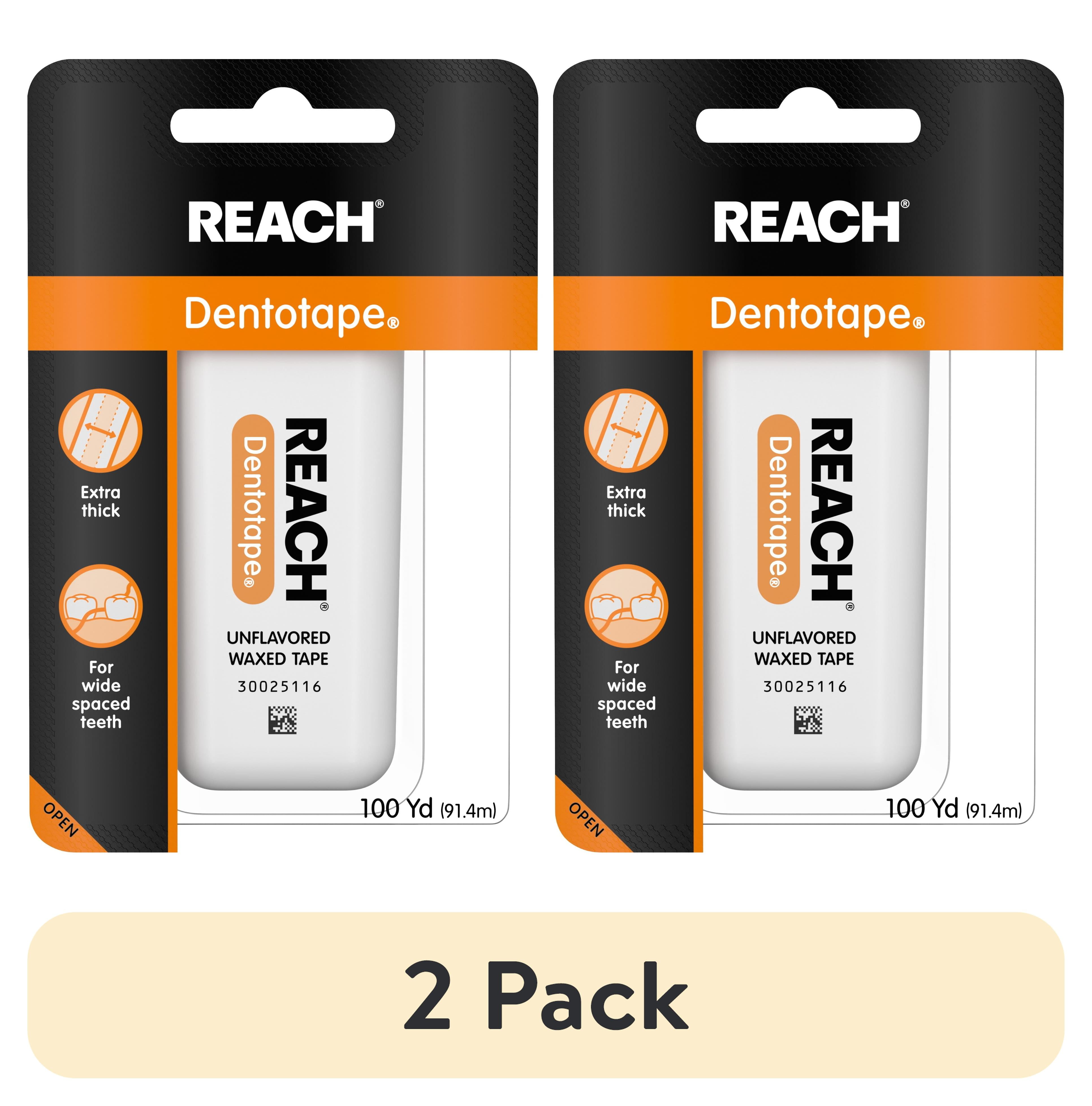 (2 pack) Reach Dentotape Extra Wide Waxed Dental Floss, Unflavored, 100 ...