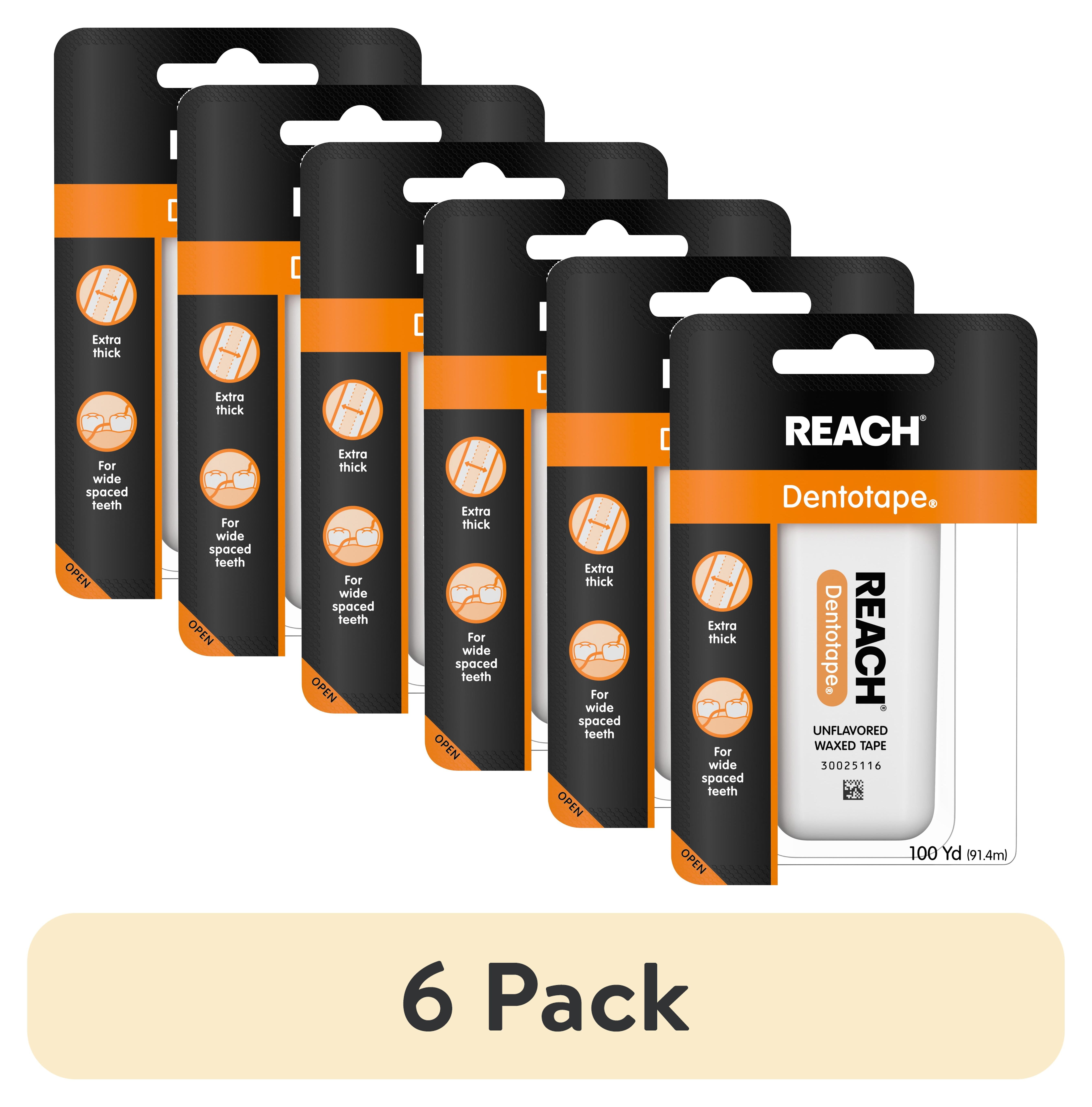 (6 pack) Reach Dentotape Extra Wide Waxed Dental Floss, Unflavored, 100 ...