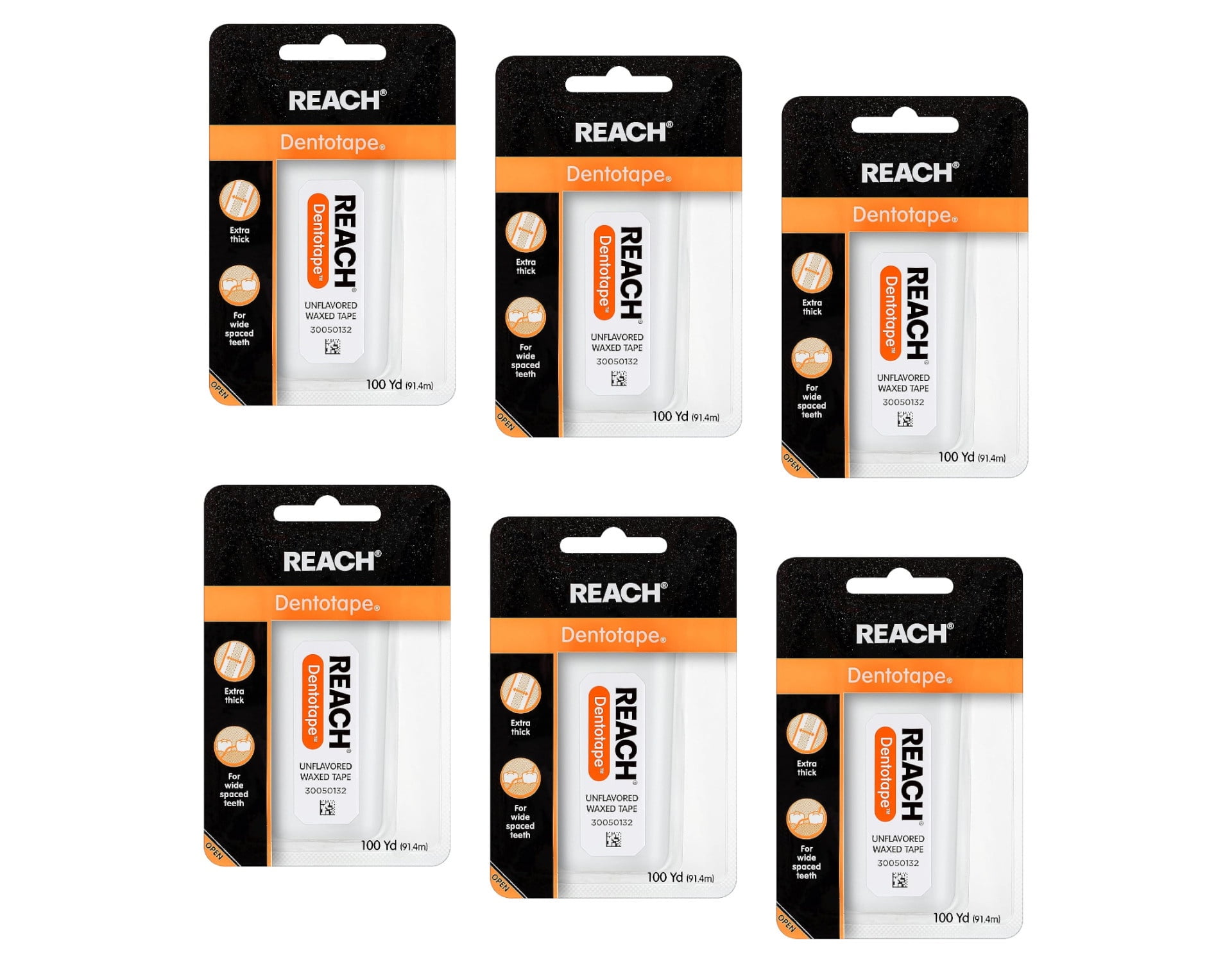 REACH Dentotape Waxed Dental Floss Tape, Unflavored, Extra Wide Floss ...