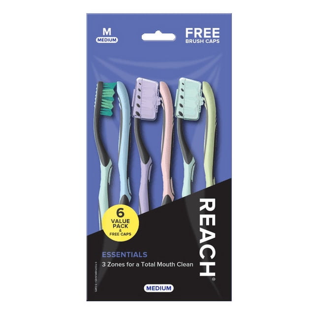 Reach Essentials Manual Toothbrush, Medium, 6ct - Walmart.com