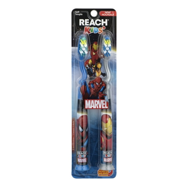 Reach Kids Marvel Hero's Soft Bi-Level Bristles Manual Toothbrushes, 2 ...