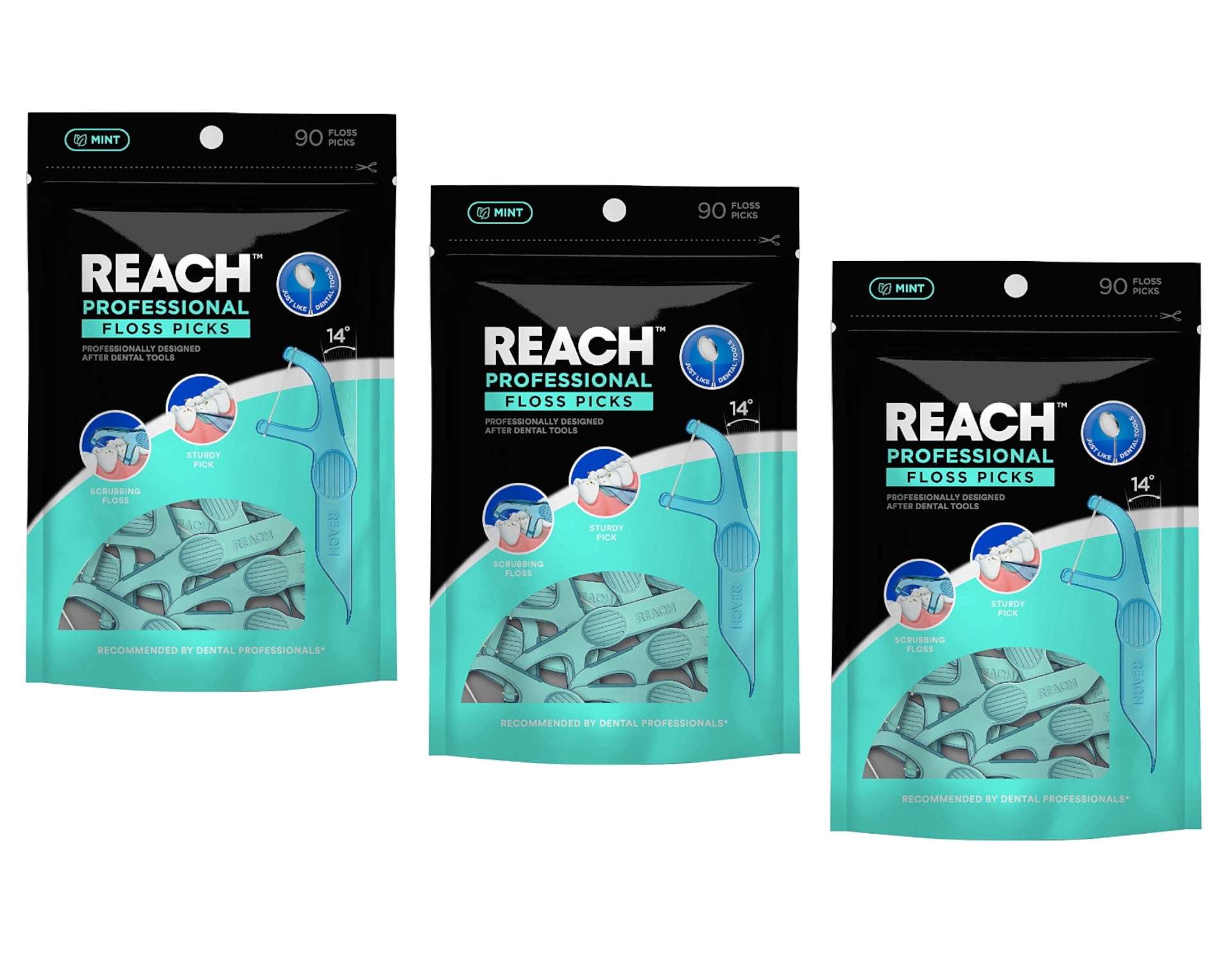 Reach Professional Dental Brush Flossers, Mint Floss Picks, 90 Count ...